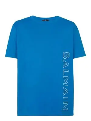 Balmain Logo-print Short-sleeved Cotton T-shirt - Blue