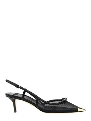 ELISABETTA FRANCHI Elisabetta Franchi Mesh Slingback Pumps With Gold-Tone Trim