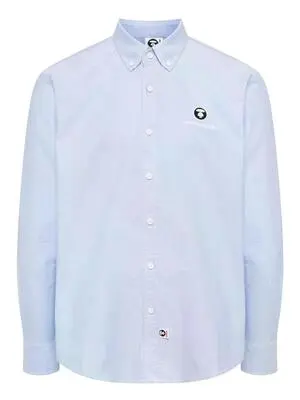 AAPE BY *A BATHING APE Logo-patch Long-sleeved Shirt - Blue