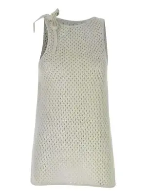 ANDREĀDAMO Fishnet Halterneck Tank Top - White