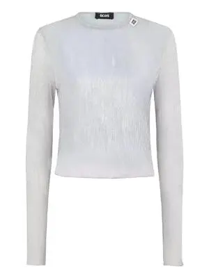 Gcds Tone Lurex Crew Neck Top - Silver
