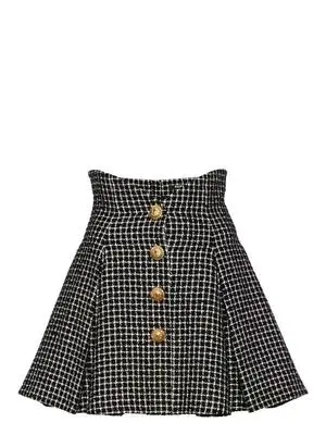 Balmain Tweed Tulip Mini Skirt - Black