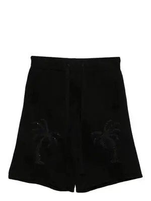 LANEUS Knitted Bermuda Shorts With Sequin Detailing - Black