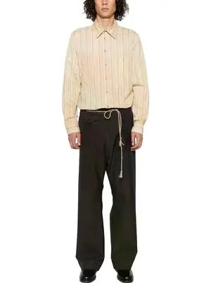 UMA WANG Tab Striped Cotton Shirt - Neutrals