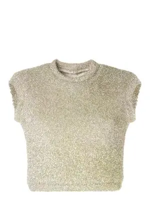 BAMBAH Metallic Knitted Cropped Top - Silver