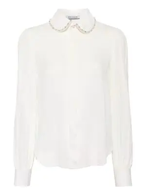 Dice Kayek Pearl Embellished Silk Shirt - White
