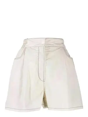 Sunnei Wide-leg Stitch-detail Shorts - Neutrals