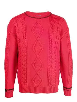 MARINE SERRE Wool Cable Knit Jumper - Red