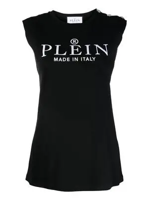 Philipp Plein Logo Print Sleeveless Top - Black