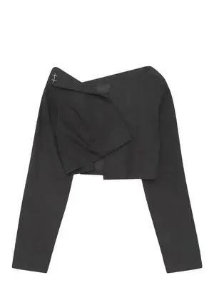 HELIOT EMIL Asymmetric Cropped Shirt - Black
