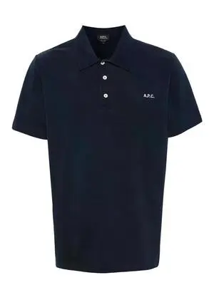 A.p.c. Logo-embroidered Cotton Polo Shirt - Blue