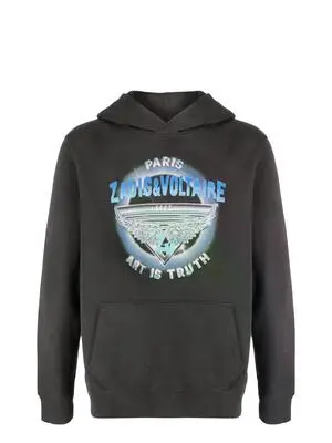 Zadig&Voltaire Organic Cotton Blend Logo Print Hoodie - Grey