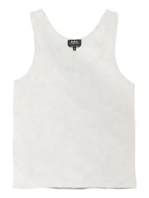 A.p.c. Scoop Neck Sleeveless Tank Top With Rear Logo Patch - Grey