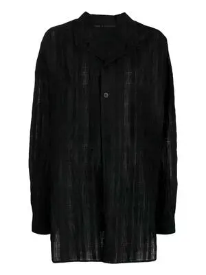 FORME D'EXPRESSION Semi-sheer Cotton-linen Blend Shirt - Black