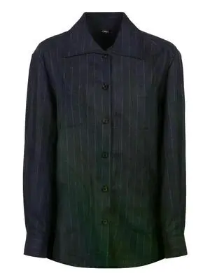 Kiton Virgin Wool Pinstripe Shirt - Blue