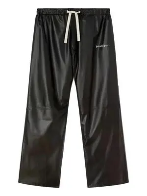 Palm Angels Logo-print Leather Track Pants - Black