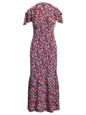 Polo Ralph Lauren Floral-print Silk Midi Dress - Red