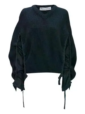 JW Anderson Ruched Detail Wool-blend Jumper - Blue