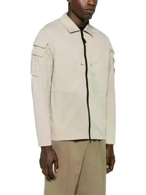 Stone Island Compass-patch Zip-up Shirt Jacket - Neutrals