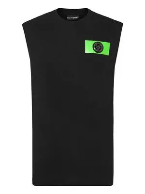 PLEIN SPORT Logo-plaque Cotton Tank Top - Black