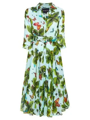 Samantha Sung Aster Clover-print Dress - Blue