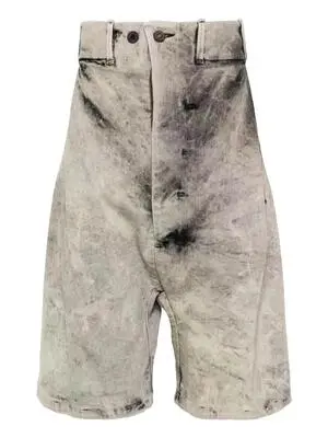 Boris Bidjan Saberi Acid Wash Denim Drop Crotch Shorts - Grey