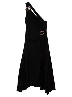 Sonia Rykiel Paris Asymmetric Midi Dress With Lips Hardware - Black