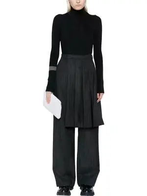 Y’s High-neck Ribbed Knit Top - Black