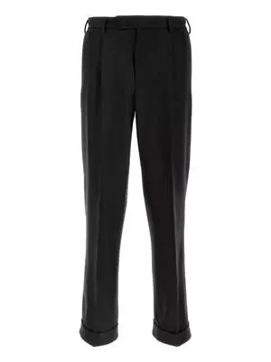 PT TORINO Virgin Wool Pleat Detail Trousers - Black