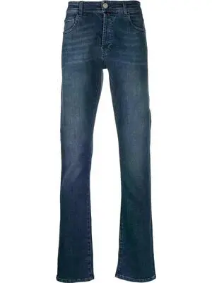 BILLIONAIRE Logo Embroidered Straight-leg Jeans - Blue