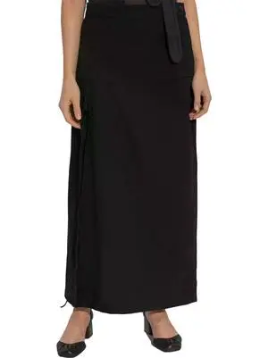 LEMAIRE Lemiare High-waisted Maxi Skirt With Side Slit And Buckle Detail - Black