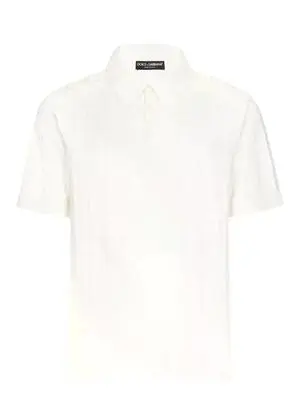 Dolce & Gabbana Monogram-jacquard Silk Polo Shirt - White