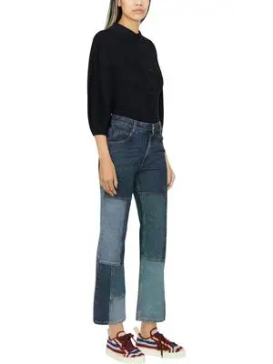 Chloé Patchwork Cropped Flared Jeans - Blue