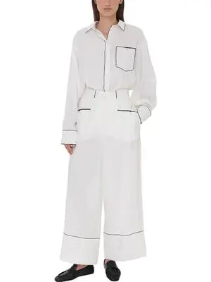 A.M.G. Piped-trim Trousers - White