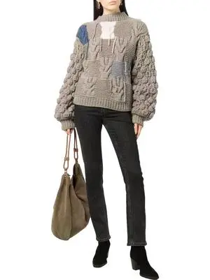 TUINCH Patchwork Cashmere Jumper - Grey