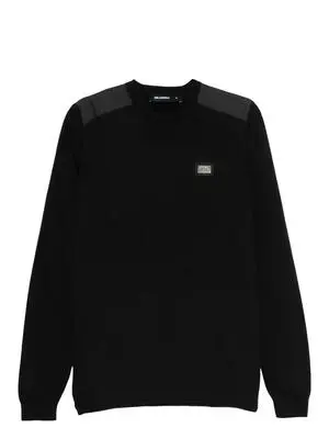 Karl Lagerfeld Logo Plaque Crew Neck Sweater - Black