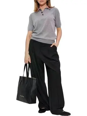 MARNI Marni Grey Jersey Polo Top With Button Placket