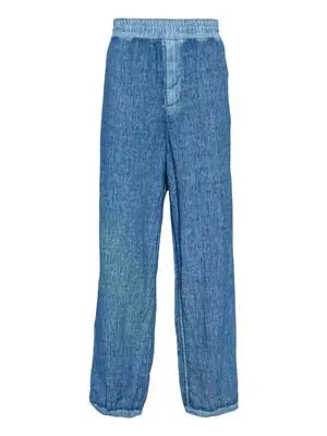 Burberry Straight-leg Linen Trousers - Blue