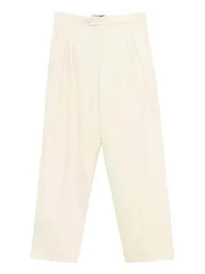 TWINSET Tailored Pleated Trousers With Logo Plaque - Neutrals