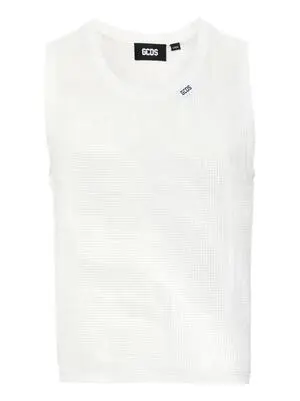 Gcds Waffle-knit Sleeveless Jumper - Neutrals