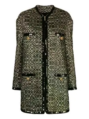 Giambattista Valli Metallic-thread Tweed Midi Coat - Black