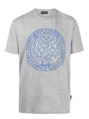 PLEIN SPORT Tiger-print T-shirt Grey