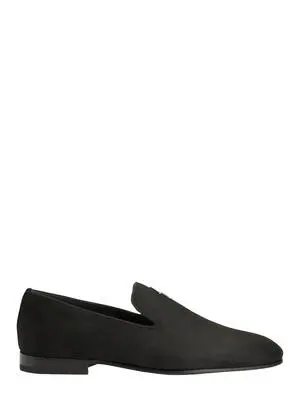 GIUSEPPE ZANOTTI Suede Slip-on Loafers With Silver-tone Logo Plaque - Black