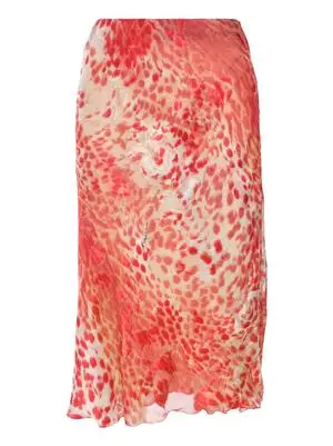 Roberto Cavalli Animal Print Skirt - Red