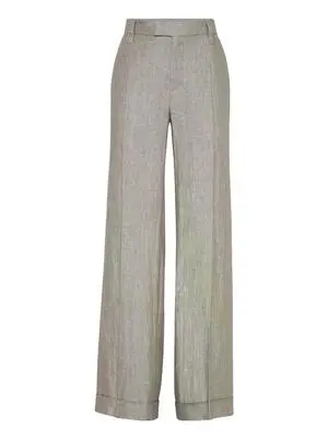BRUNELLO CUCINELLI Pressed-Crease Wide-Leg Trousers