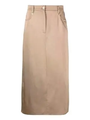 Brunello Cucinelli Straight-cut Midi Skirt - Brown