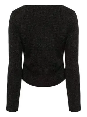 B+AB Cut-out Ribbed Knit Long Sleeve Top - Grey