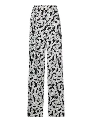 Diane Von Furstenberg Brooklyn Chain-link Print High-waisted Straight-leg Trousers - Black