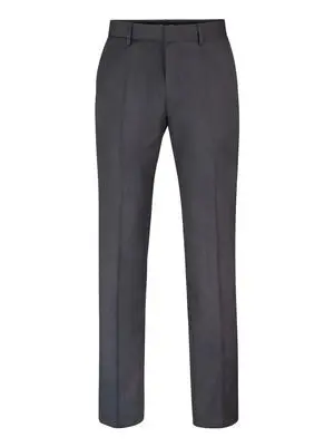 BOSS Virgin Wool Pressed Crease Tailored Trousers - Grey