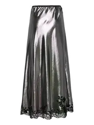 Carine Gilson Lace Trim Maxi Skirt - Silver